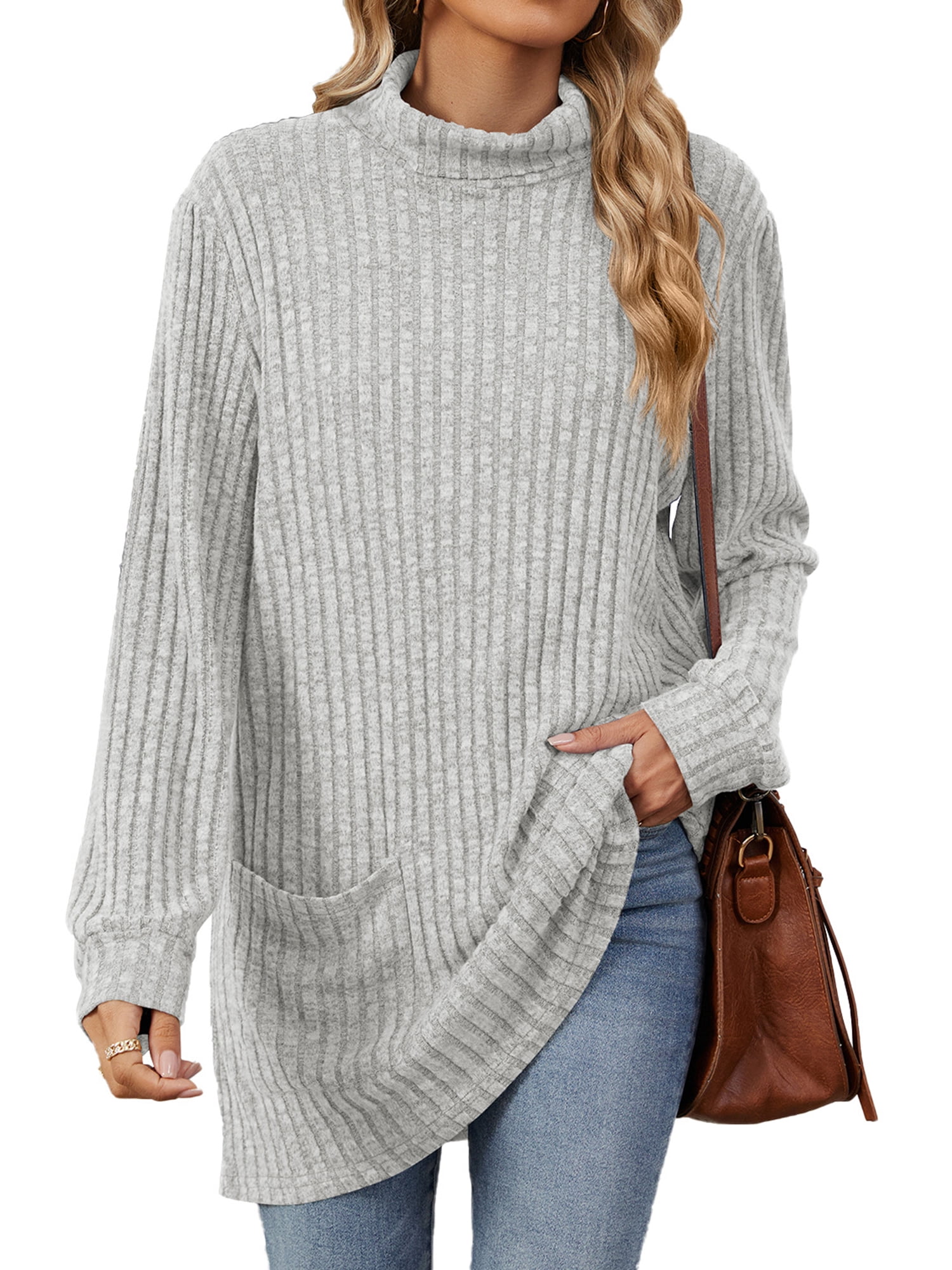 TEMOFON Fall Sweaters for Women Casual Comfy Thin Sweaters Long Sleeve ...