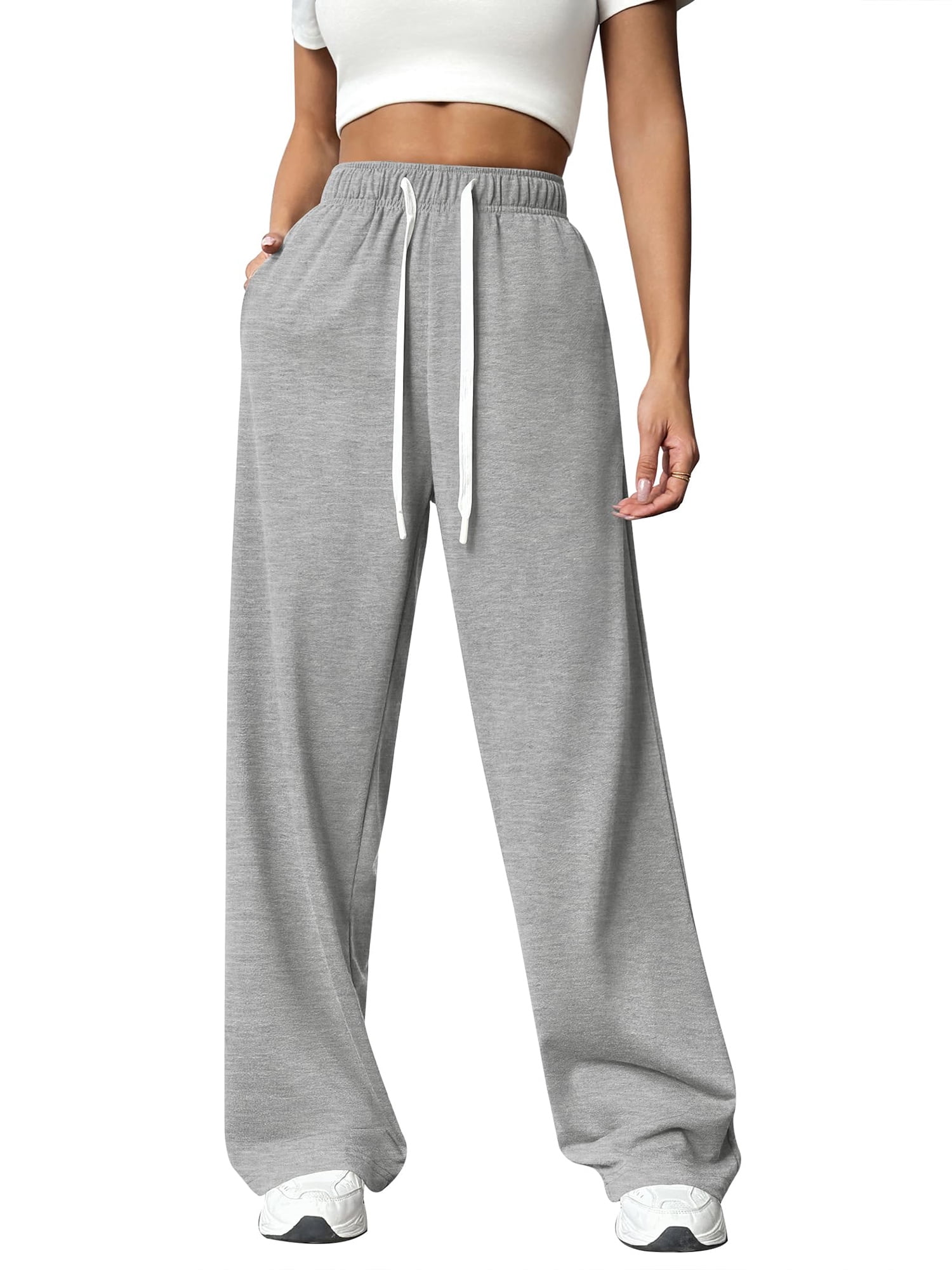 TEMOFON Sweatpants for Women Wide Leg Pants Fall Sweatpants with ...