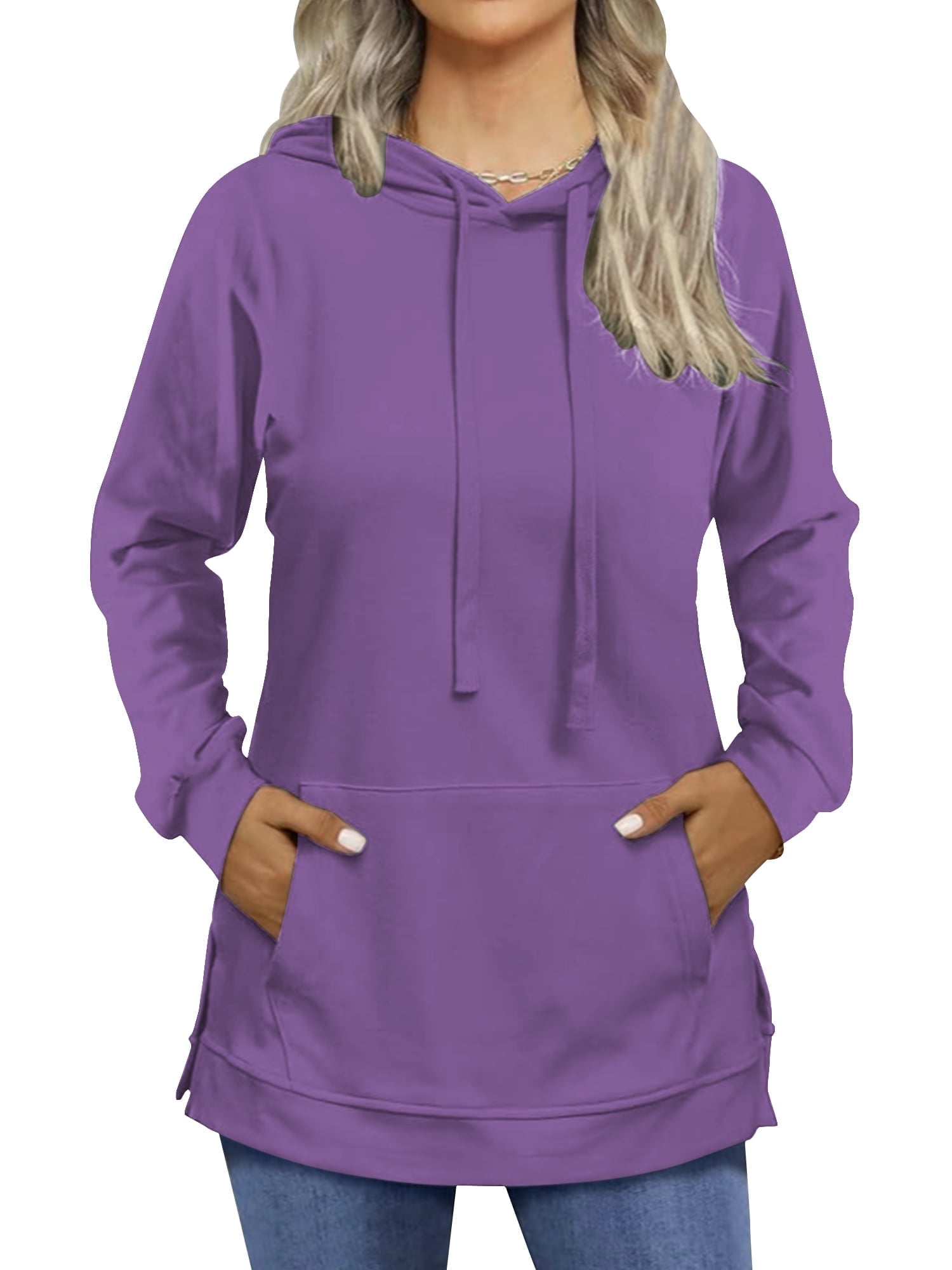 TEMOFON Hoodies for Women Casual Workout Fall Sweatshirt Loose Pullover ...