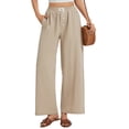 TEMOFON Linen Pants Women Wide Leg Casual Palazzo Pant Summer Baggy ...