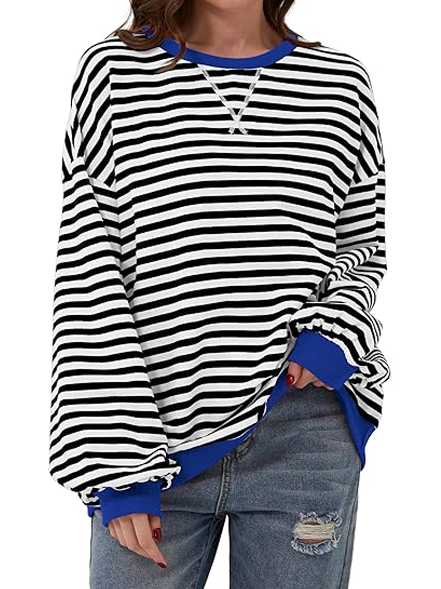 Long Sleeve Shirts For Women Colorful Crabs V Neck Loose Fit Funny Womens Long Sleeve T Shirts