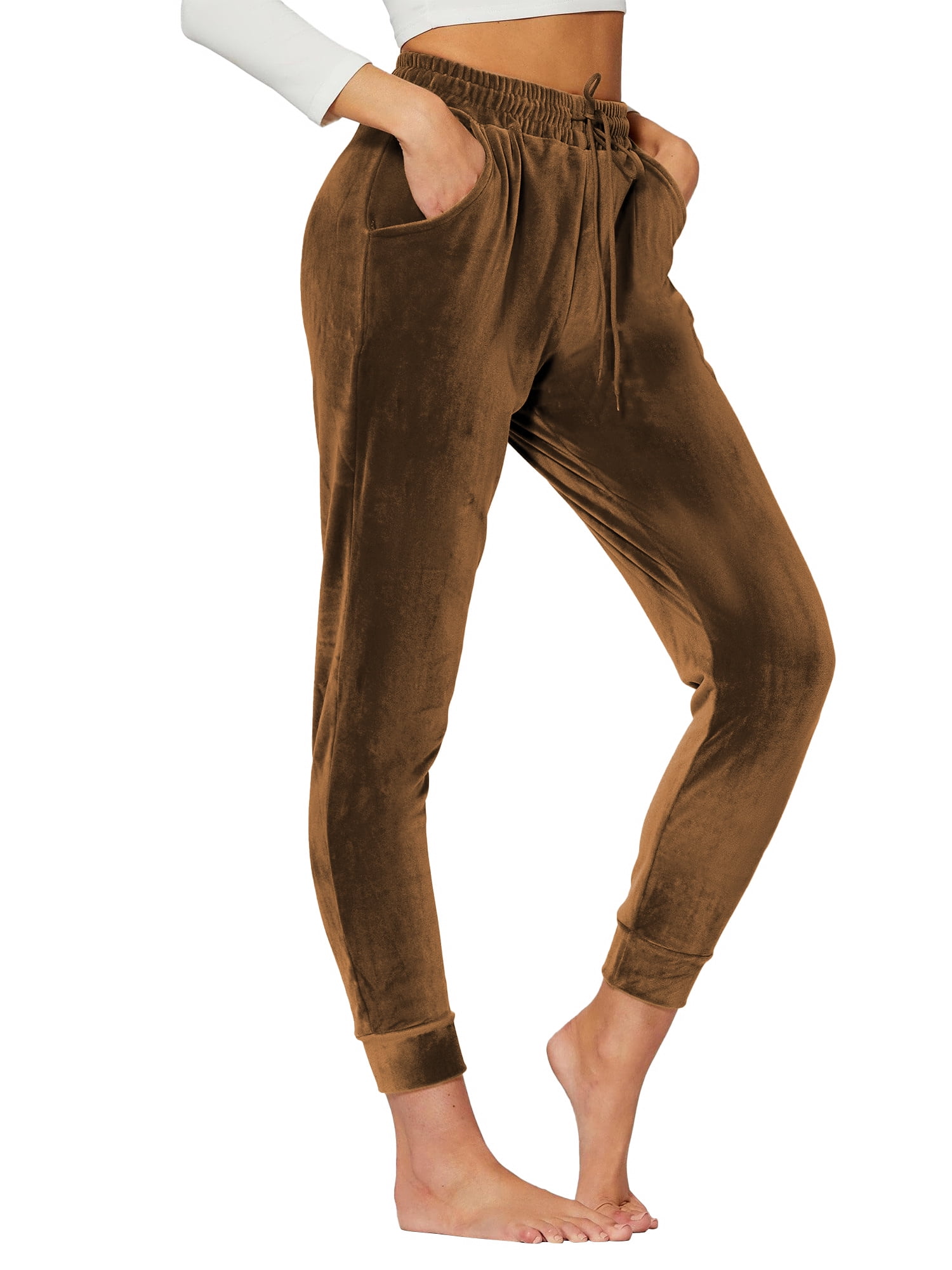 TEMOFON Lounge Jogger Pants for Women Velour Comfy Casual Sweatpants ...