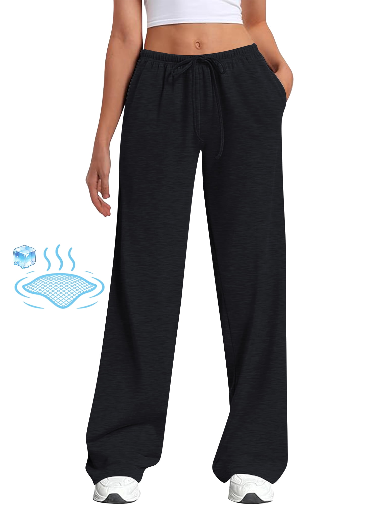 TEMOFON Sweatpants for Summer Womens Thin Sweat Pants Wide Leg ...