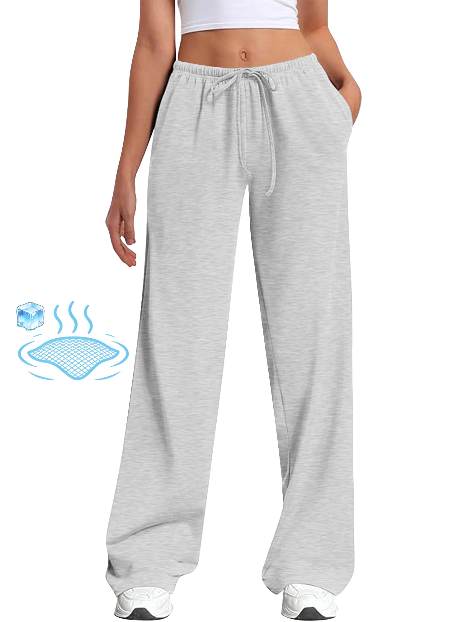 TEMOFON Sweatpants for Summer Womens Thin Sweat Pants Wide Leg ...