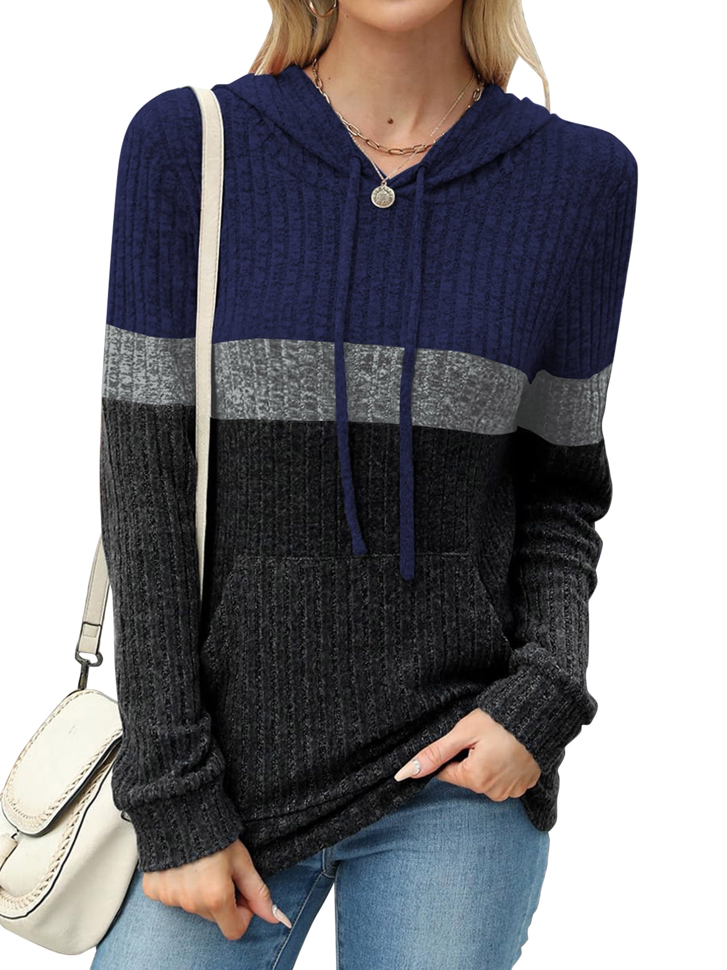 TEMOFON Hoodies for Women Long Sleeve Pullover Sweatshirts Casual Fall ...
