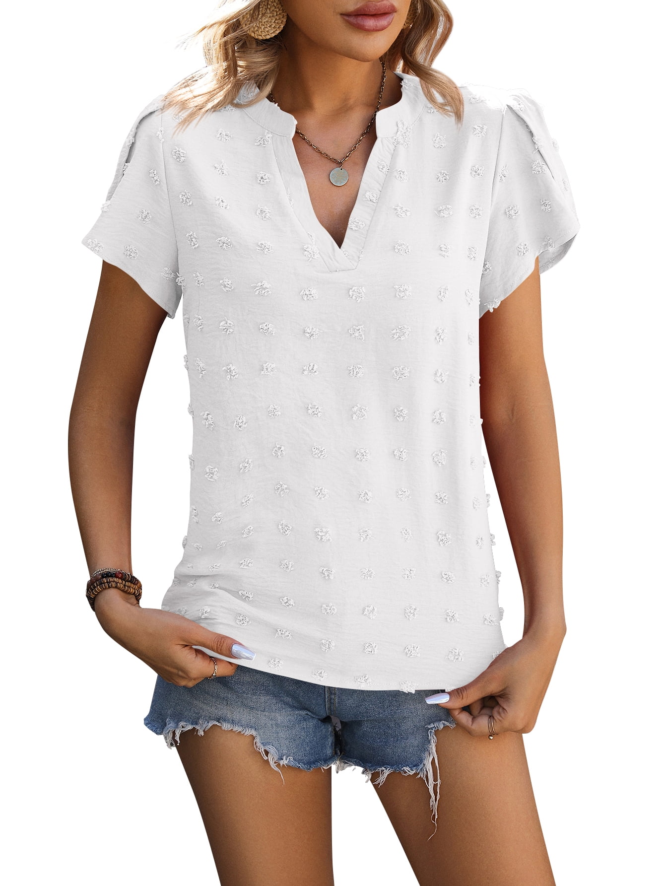 TEMOFON Tops for Women Comfort Color Fashion Blouse Chiffon Wool Ball ...