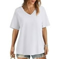 Temofon Women Summer Tops Fashion V Neck Tshirts Plus Size Casual Loose