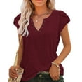 Temofon Women Tops Summer T Shirts Short Sleeve Casual V Neck Tops