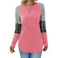 Women Round Neck Long Sleeves Color Block Tunic Shirt - Walmart.com
