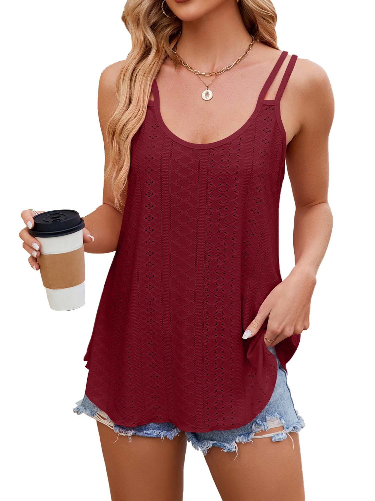 TEMOFON Women's Tank Tops Casual Trendy Backless Vest Fashion Summer ...