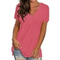 Temofon Womens Casual V Neck Summer Blouse Short Sleeve Fashion Tunic