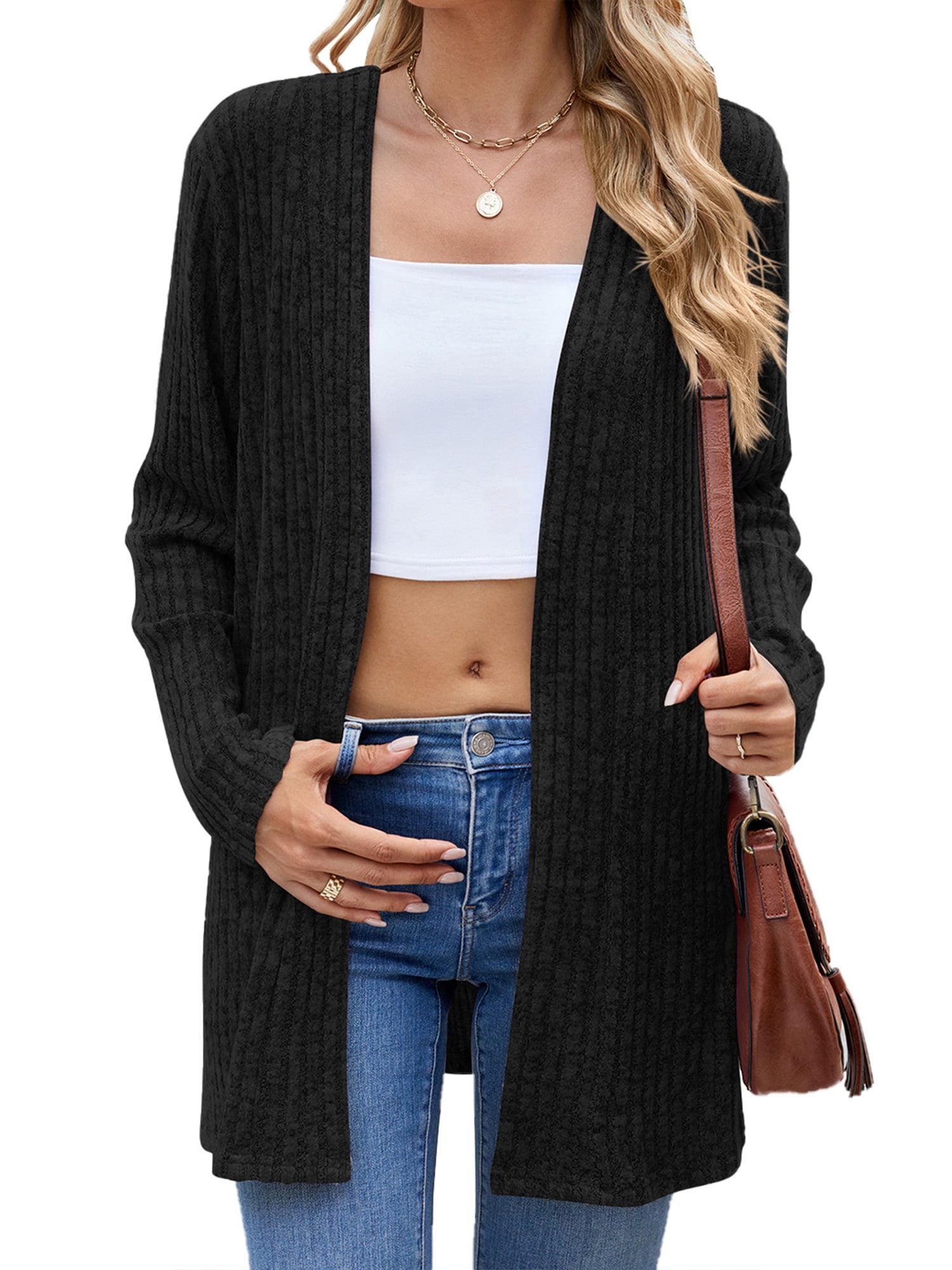 TEMOFON Womens Cardigan Casual sweater tops Lightweight Long Sleeve ...