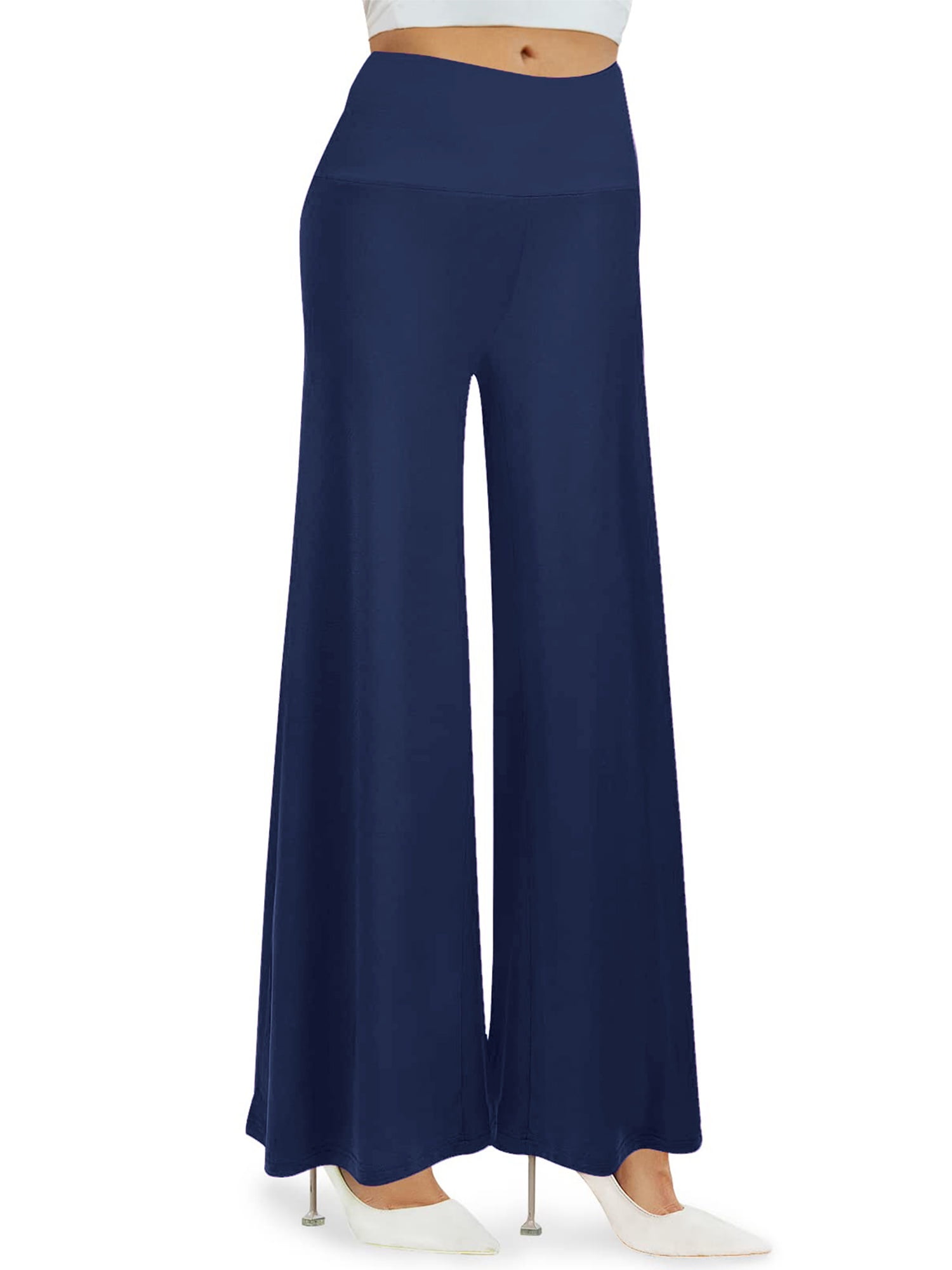 TEMOFON Womens Casual Pants Stretchy Wide Leg Lounge Dress Pants Comfy ...