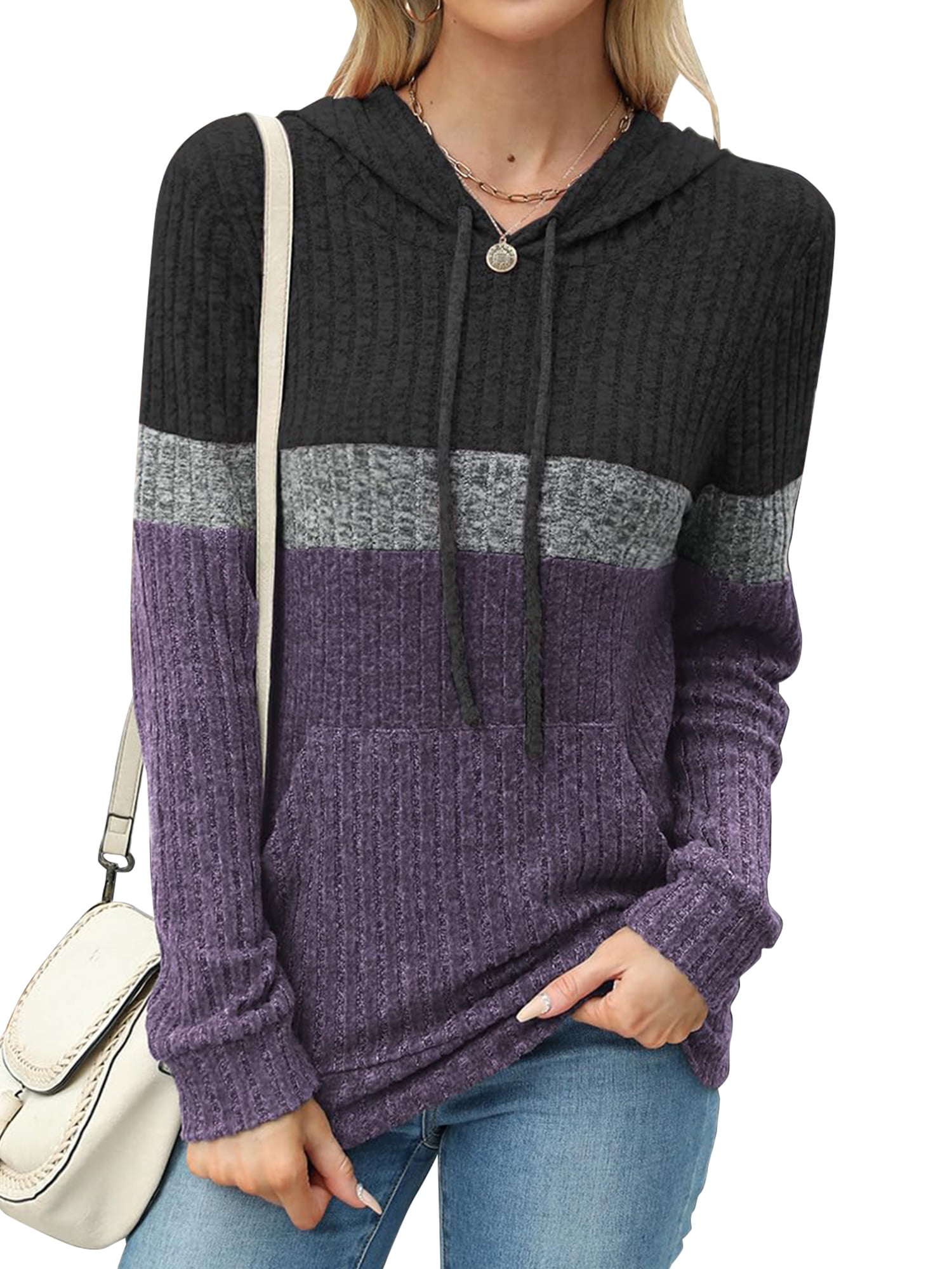 TEMOFON Hoodies for Women Long Sleeve Pullover Sweatshirts Casual Fall ...