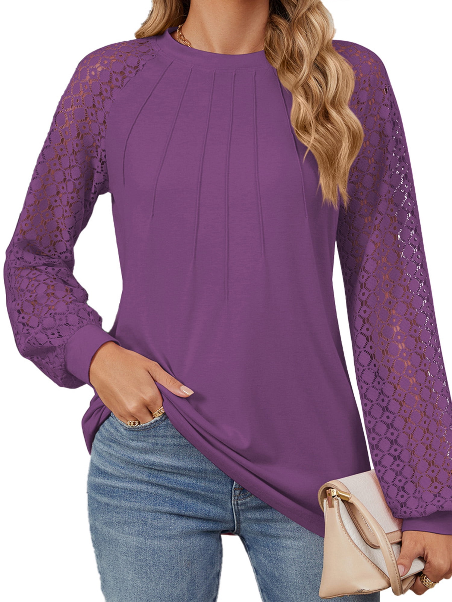 Customer reviews for TEMOFON Womens Long Sleeve shirts Business crew neck Blouses 2024 Casual ...