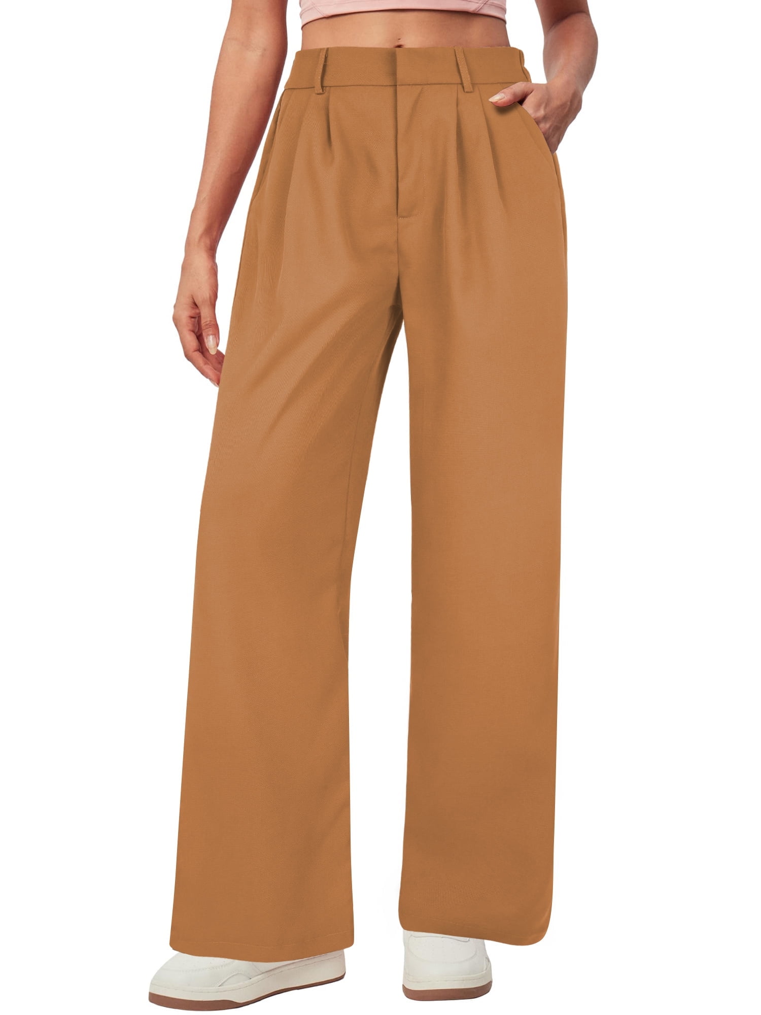 TEMOFON Womens Pants Casual Wide Leg Dress Pants Summer Palazzo Loose ...