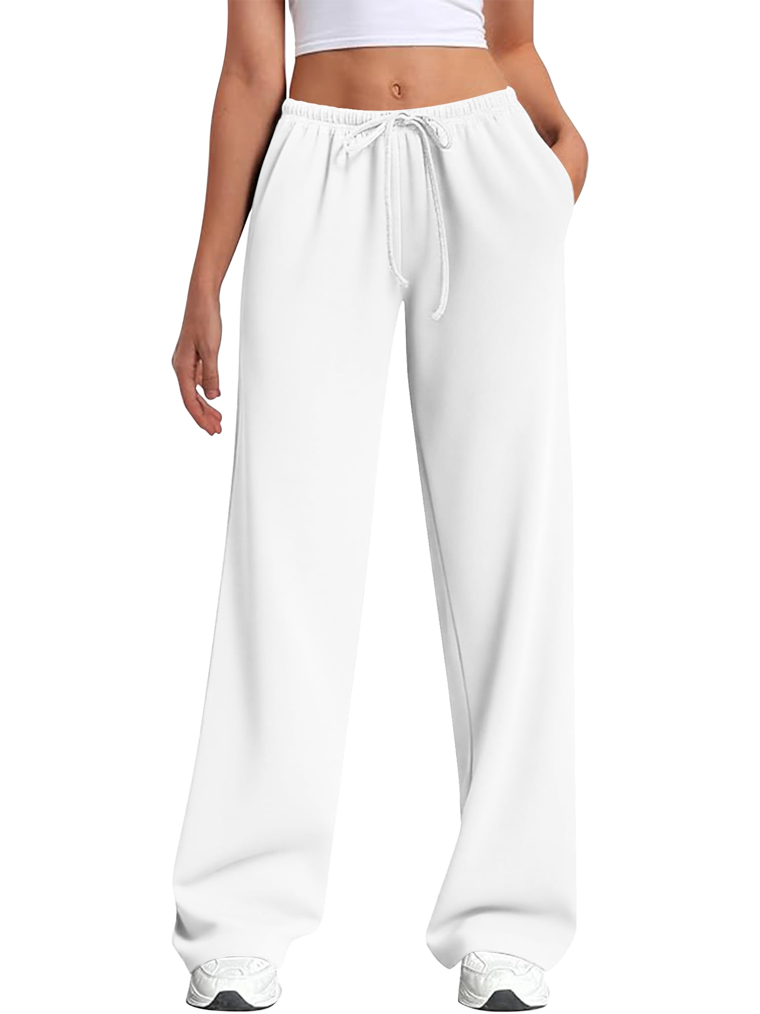 TEMOFON Womens Straight Leg Low rise Sweat Pants Wide Leg Sweatpants ...