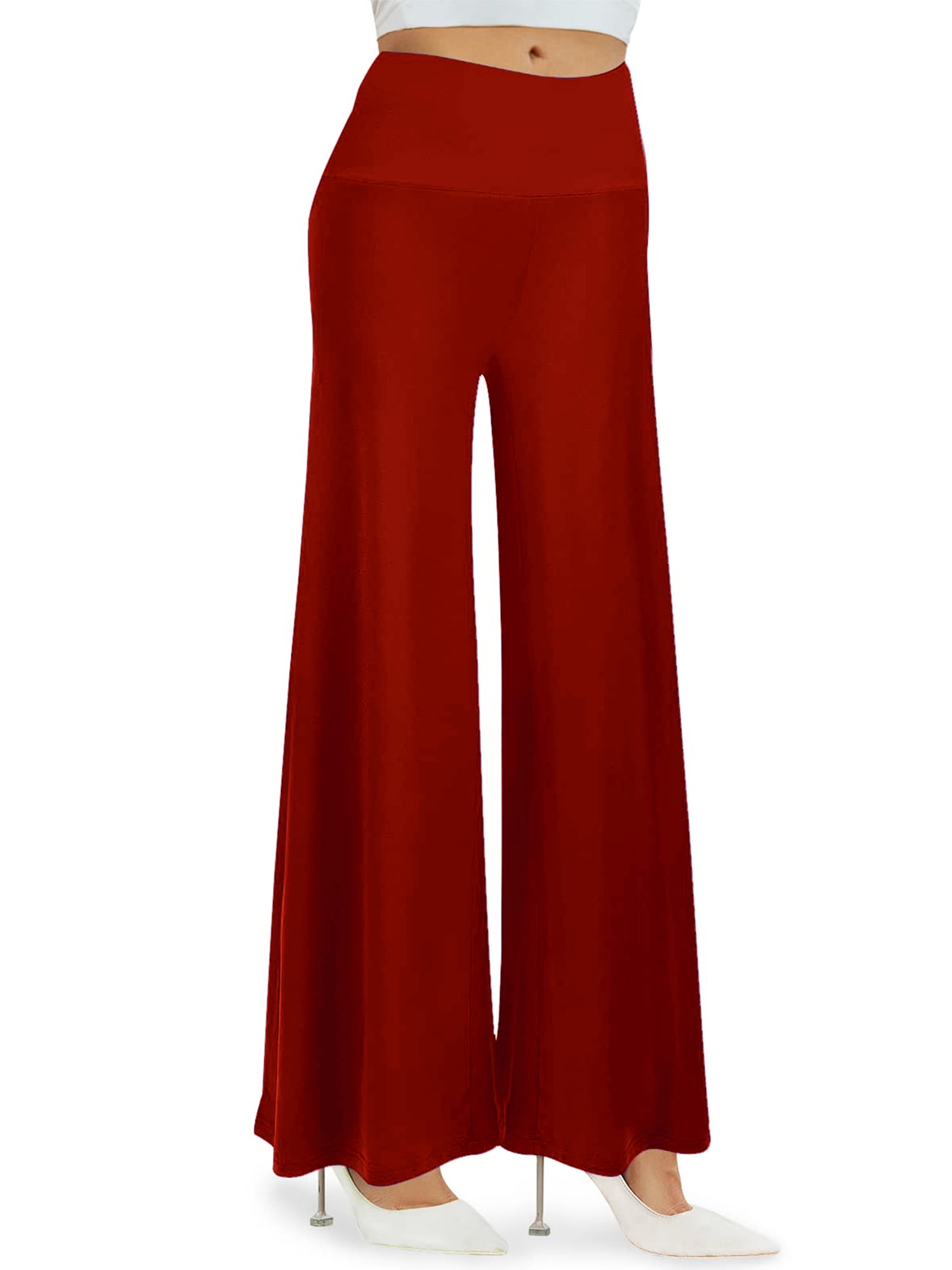 TEMOFON Womens Stretchy Wide Leg Palazzo Lounge Pants Casual Comfy High ...