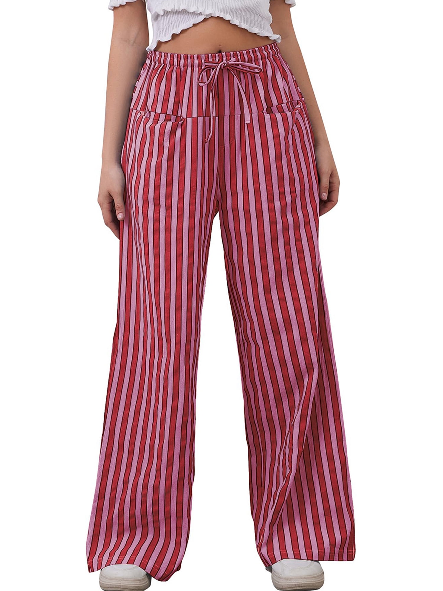 TEMOFON Pants for Women Wide Leg Palazzo High Waist Pants Casual ...
