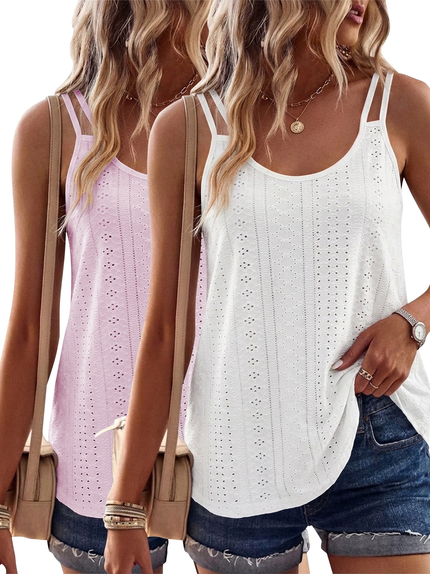 TEMOFON women Camisole Tops for Women Spaghetti Strap Swing Vest Tank ...