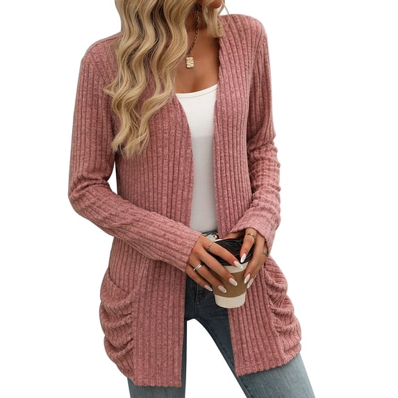 TEMOFON womens Cardigans long sleeve tops Open Front Sweaters for Women ...