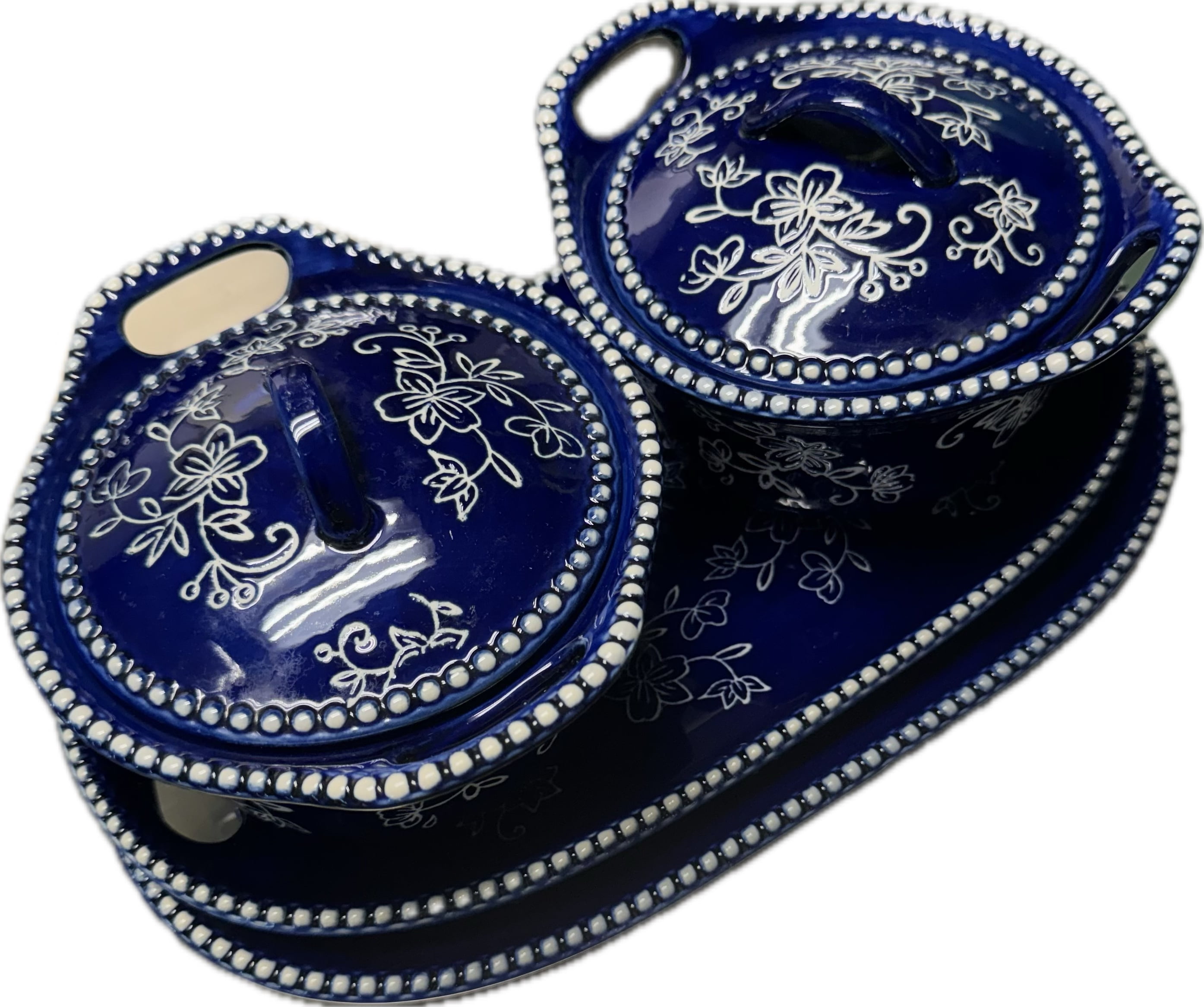 TEMP-TATIONS Floral Lace Set of 2 Lidded Soup and Sandwich Stoneware ...