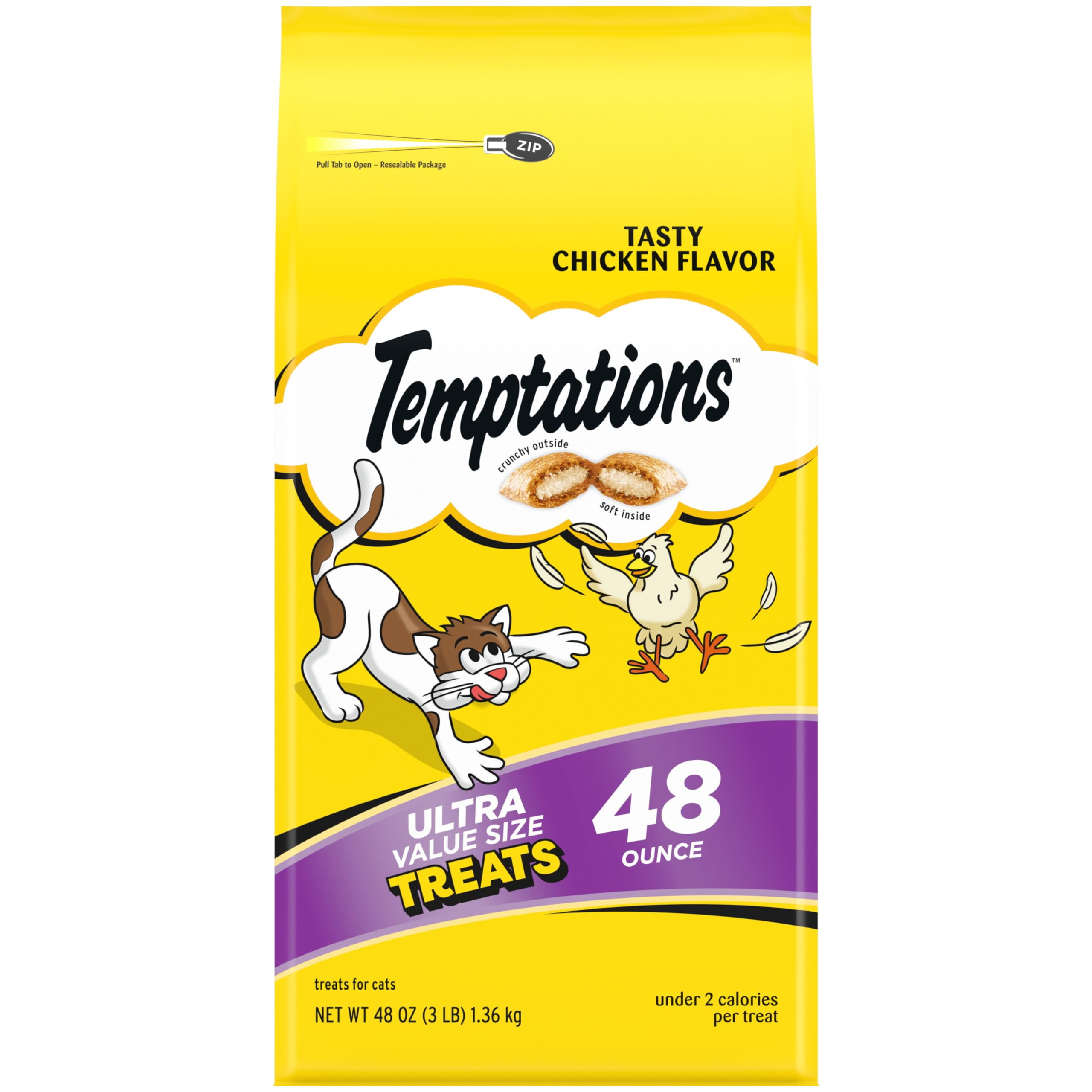 TEMPTATIONS Classic Crunchy and Soft Cat Treats Tasty Chicken Flavor ...