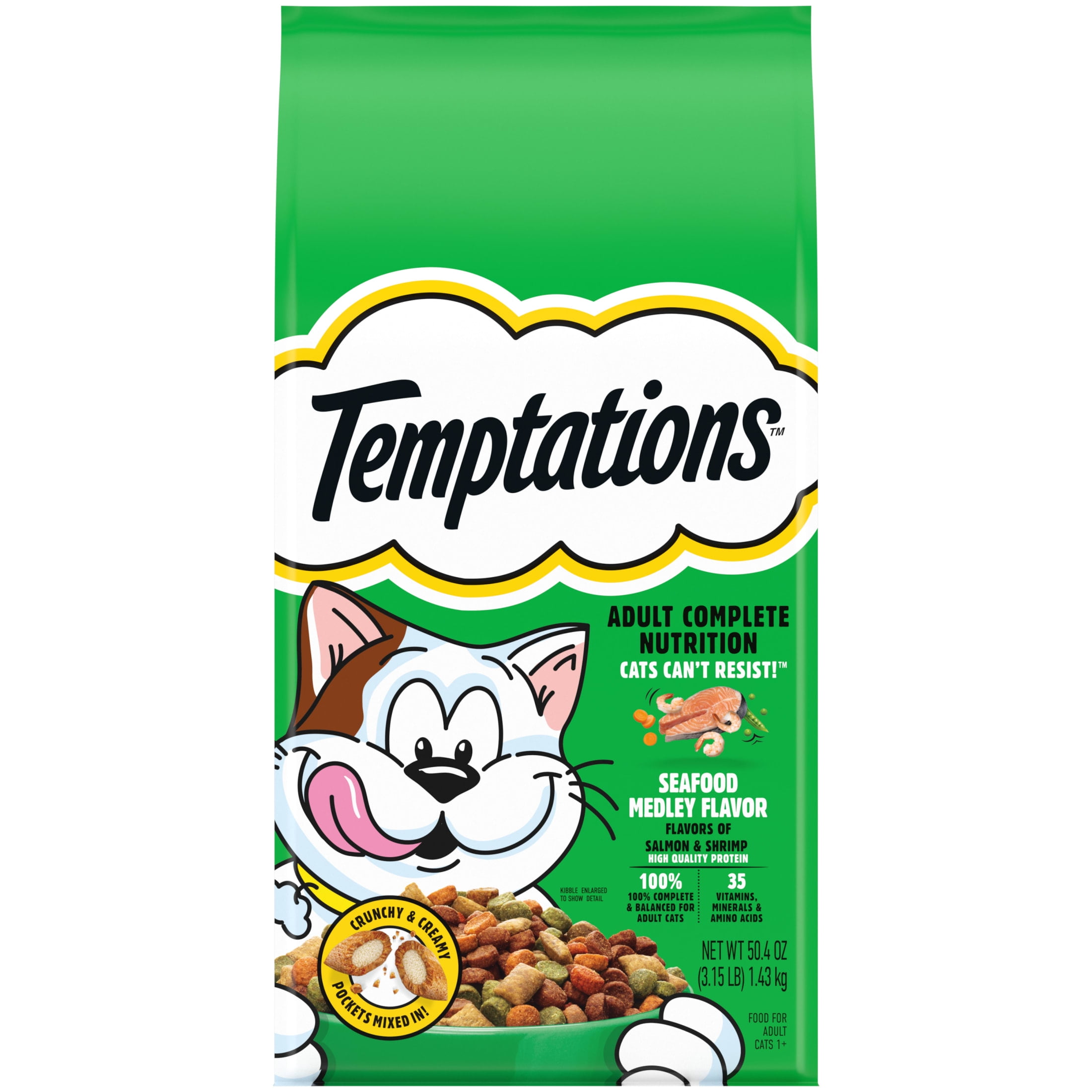 TEMPTATIONS Seafood Medley Flavor Adult Dry Cat Food, 3.15 lb. Bag ...