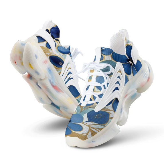 TEMU Blue Floral Print Walking Shoes for Men Woman Lightweight Tennis ...