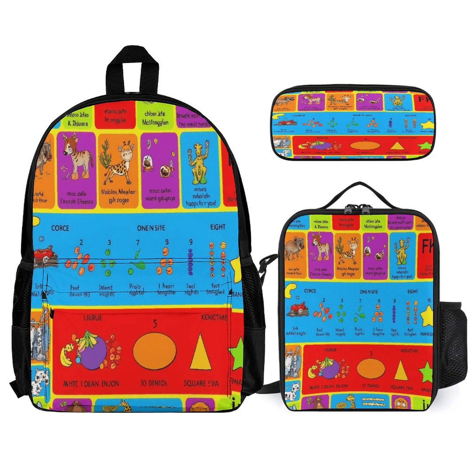 TEMU Colorful Learning Chart Backpack Set 3 Piece for 17inch Lunch Bag ...