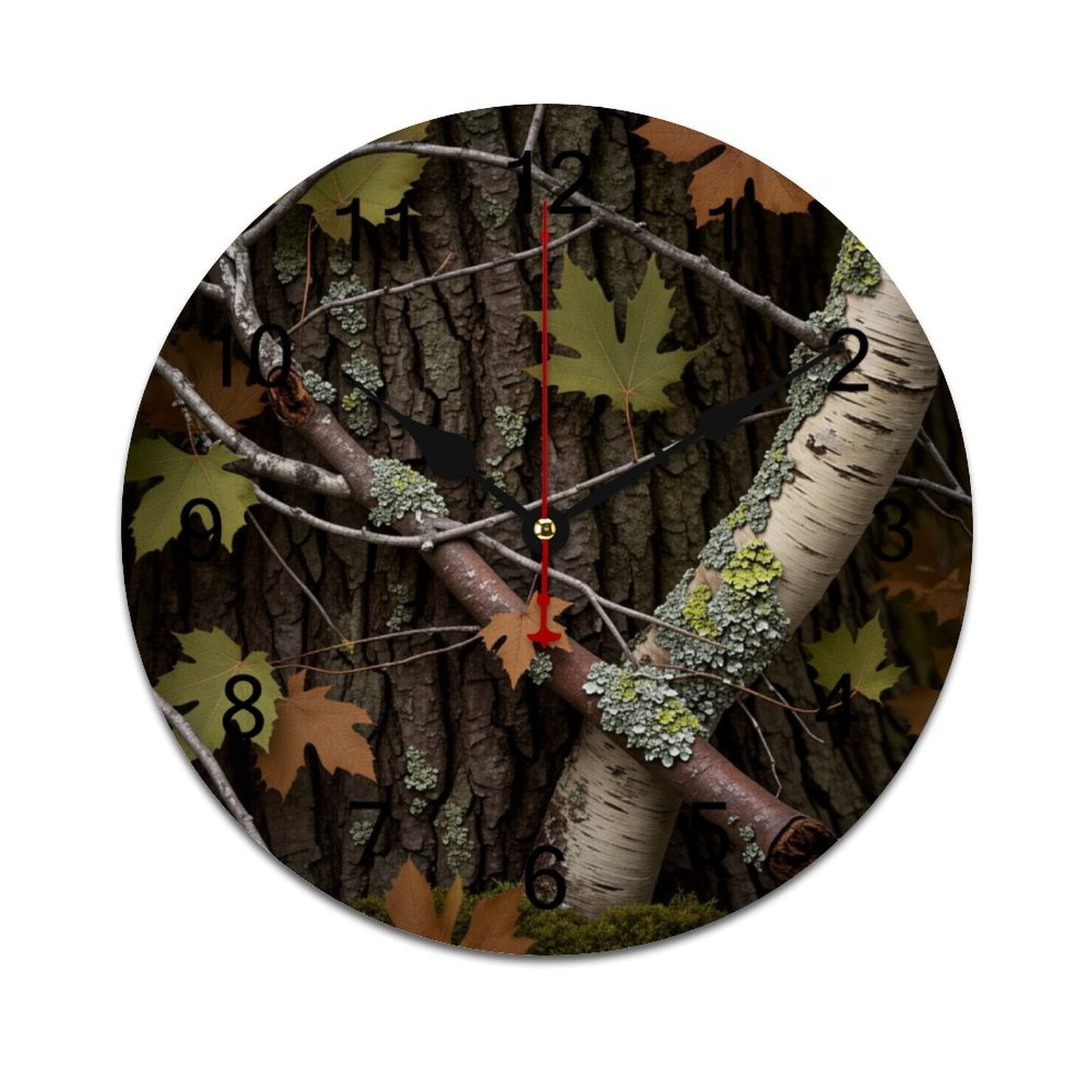 TEMU Forest Bark Camo Print-2 Word Saying Big Wall Clock Home Decor Art ...