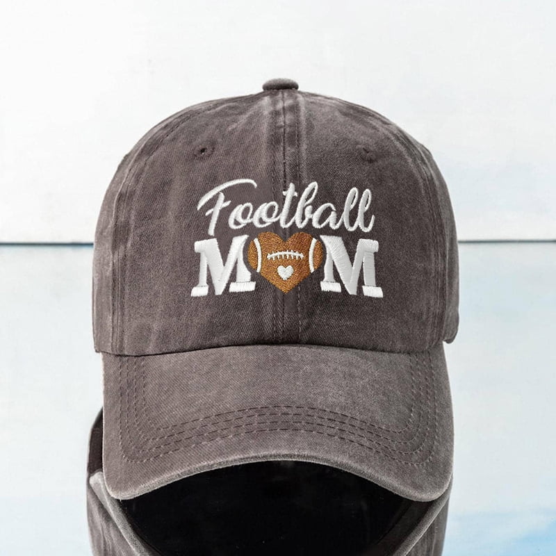 TEMU Hat Embroidery FOOTBALL MOM Washed Baseball Cap Outdoor Soft Top ...