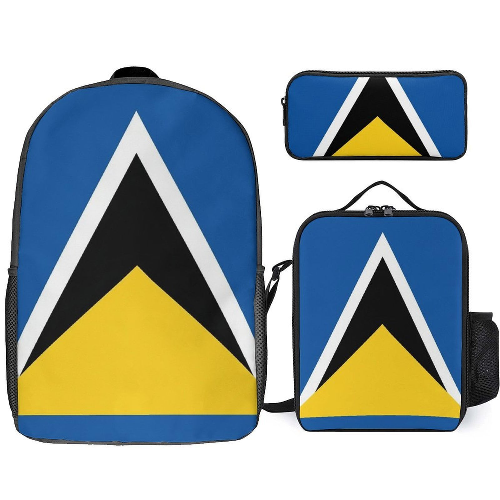 TEMU Saint Lucia Flag Design 3D Printed 3pcs/Set Bags Laptop Daypack ...