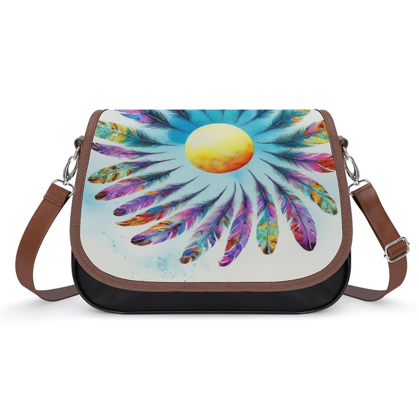 TEMU Sun Feathers Art Print Vintage Crossbody Bag For Women Medium ...