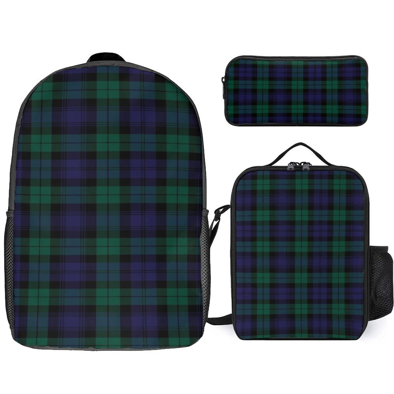 TEMU Tartan Plaid Pattern 3D Printed 3pcs/Set Bags Laptop Daypack ...