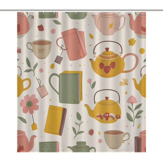 TEMU Tea Time Cozy Vibes Shower Curtain Bathroom Curtains Waterproof ...
