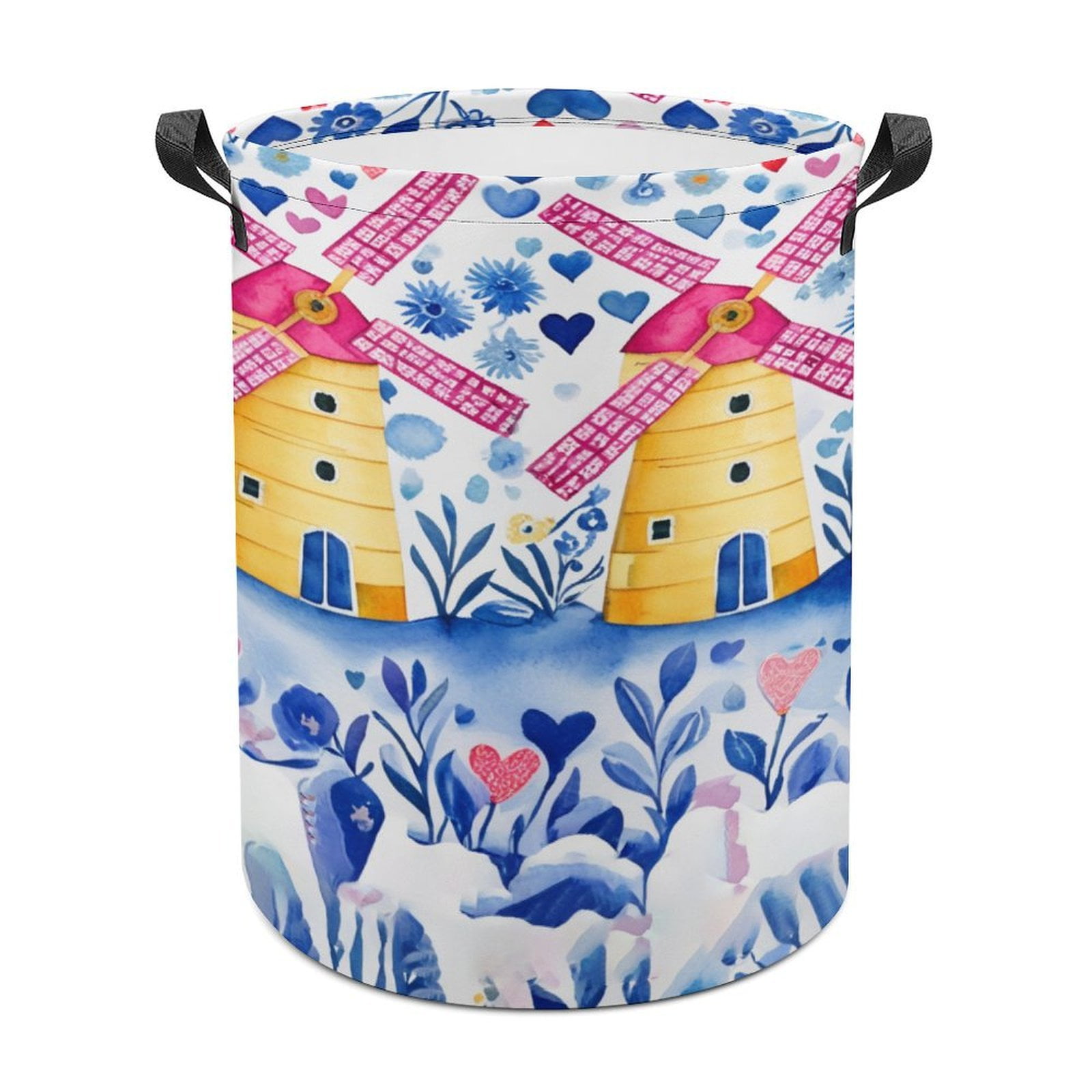 TEMU Windmill Bicycle Floral Pattern Large Dirty Clothes Hamper ...