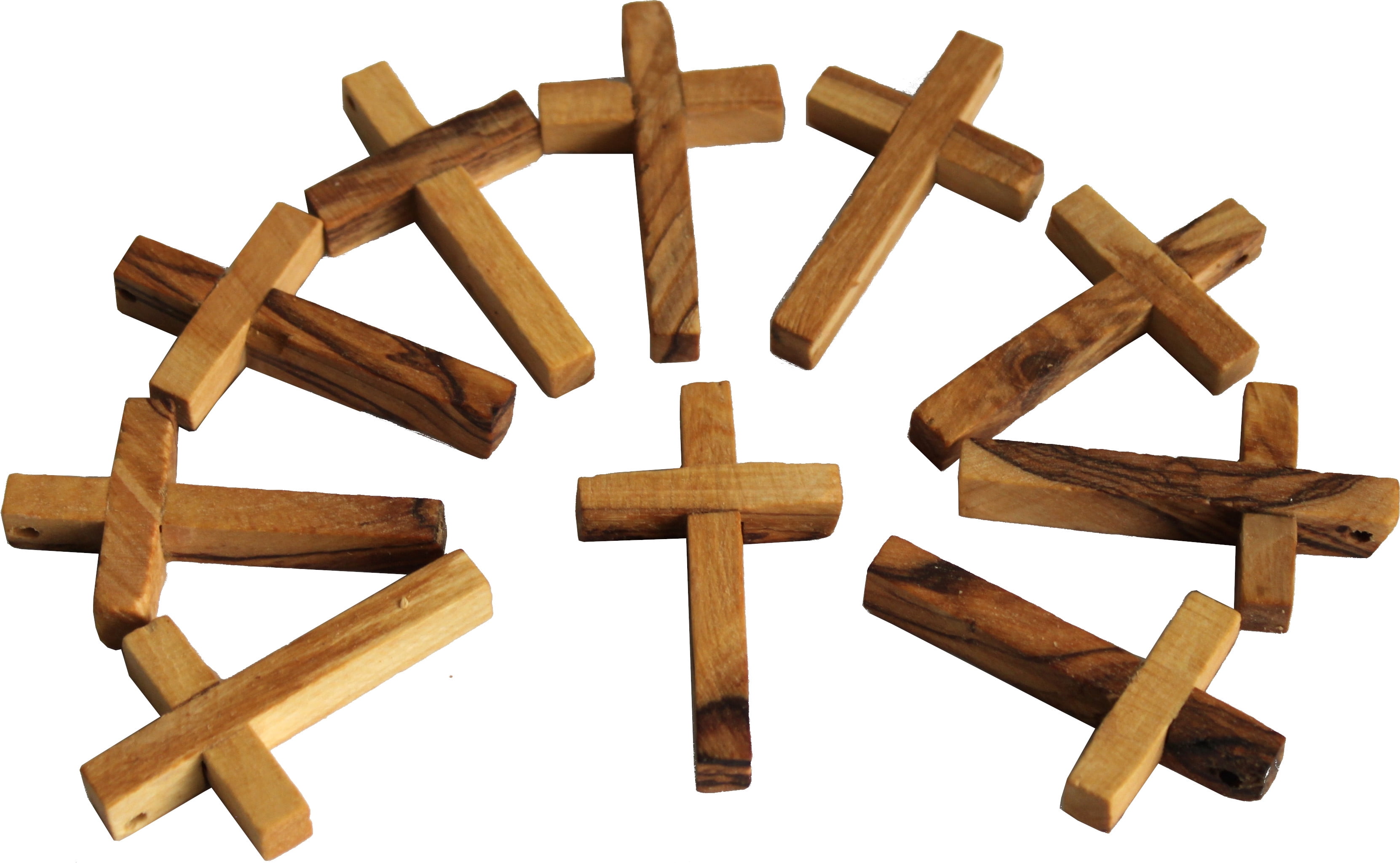 TEN 50x30 mm olive wood rosary cross (2x1.2") (10 olive wood Crosses as ...