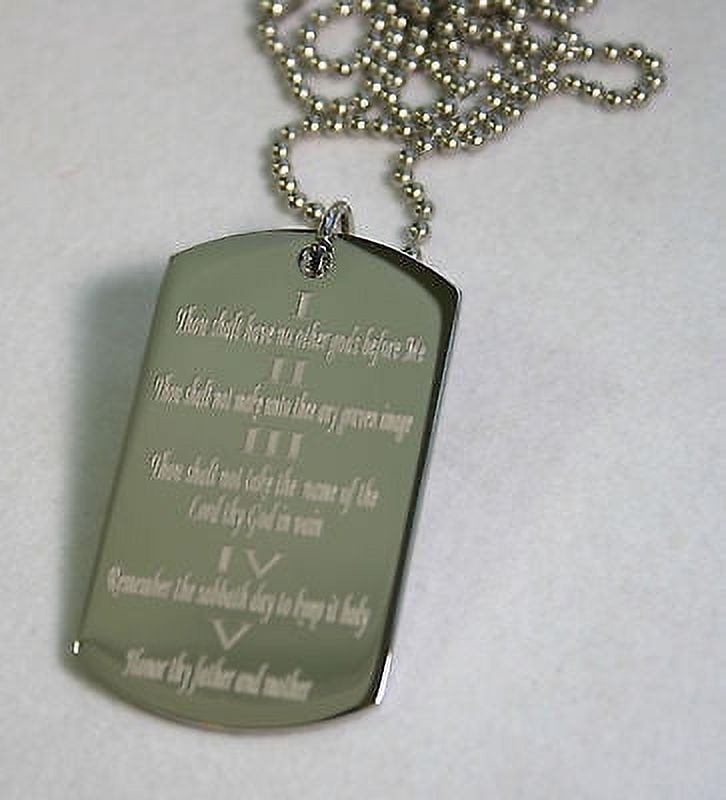 TEN COMMANDMENTS SOLID STAINLESS STEEL DOG TAG NECKLACE - Walmart.com