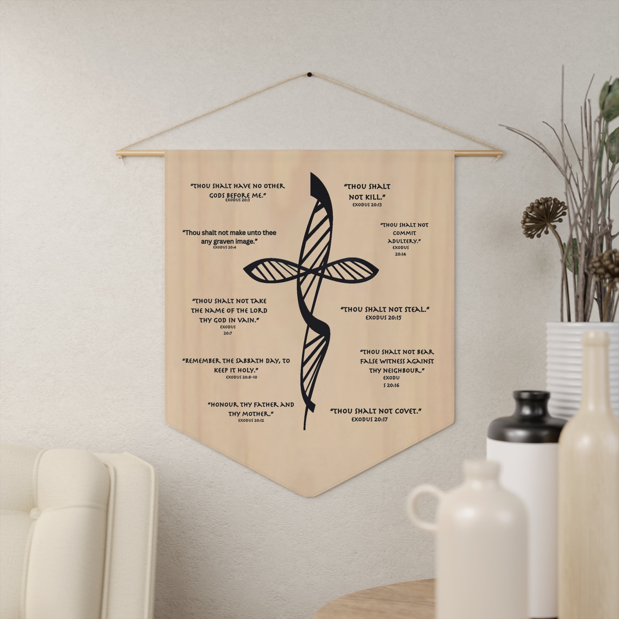 TEN COMMANDMENTS wall pennant,Christian wall art, Christian gift ...