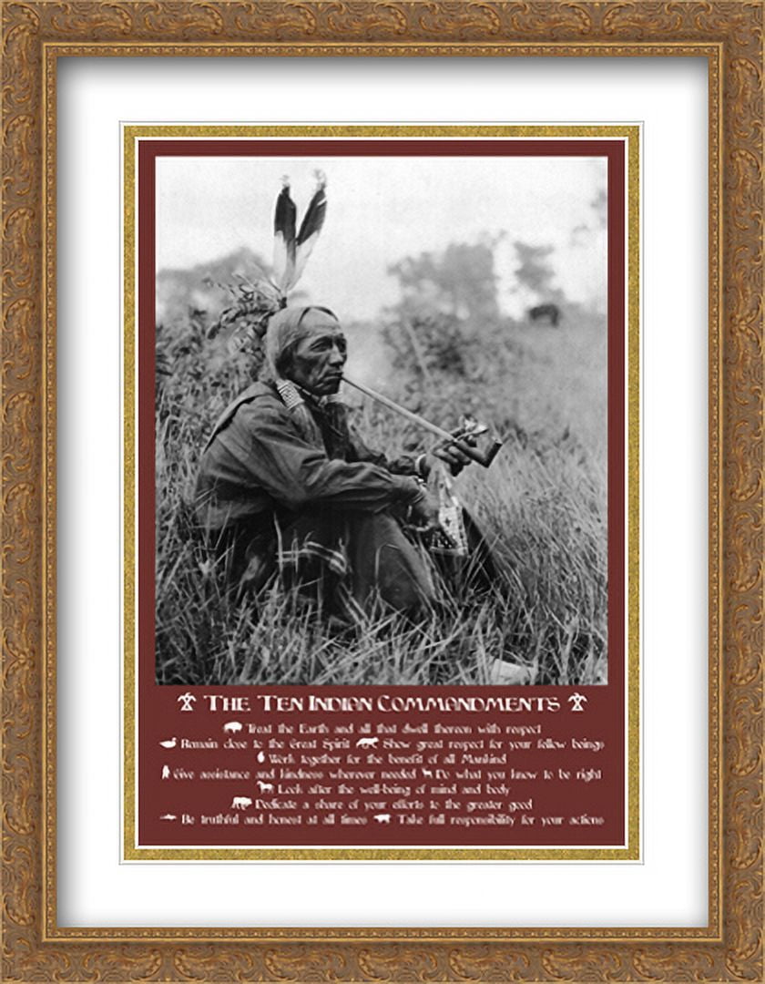 TEN INDIAN COMMANDMENTS 2x Matted 28x40 Large Gold Ornate Framed Art ...