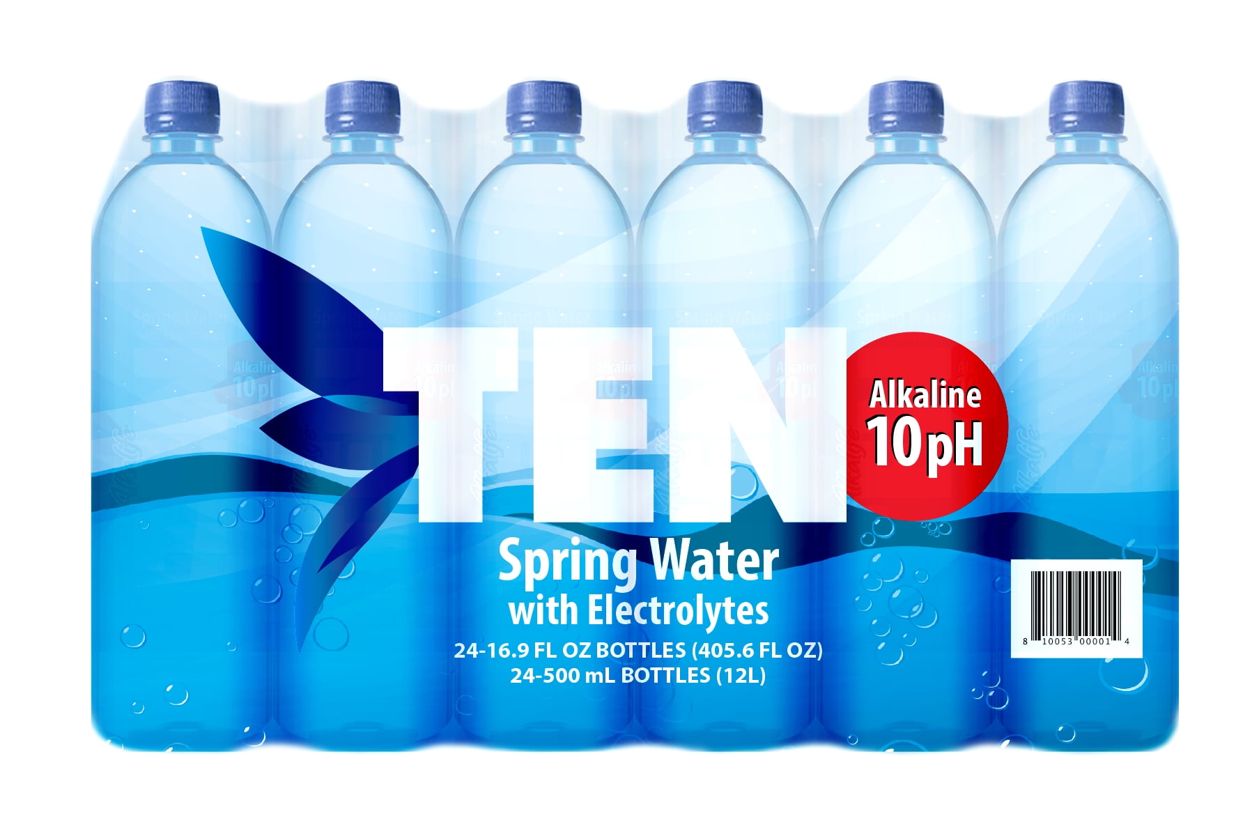 TEN Water Alkaline Spring Water, 16.9 Fl Oz, 24 Count Bottles - Walmart.com