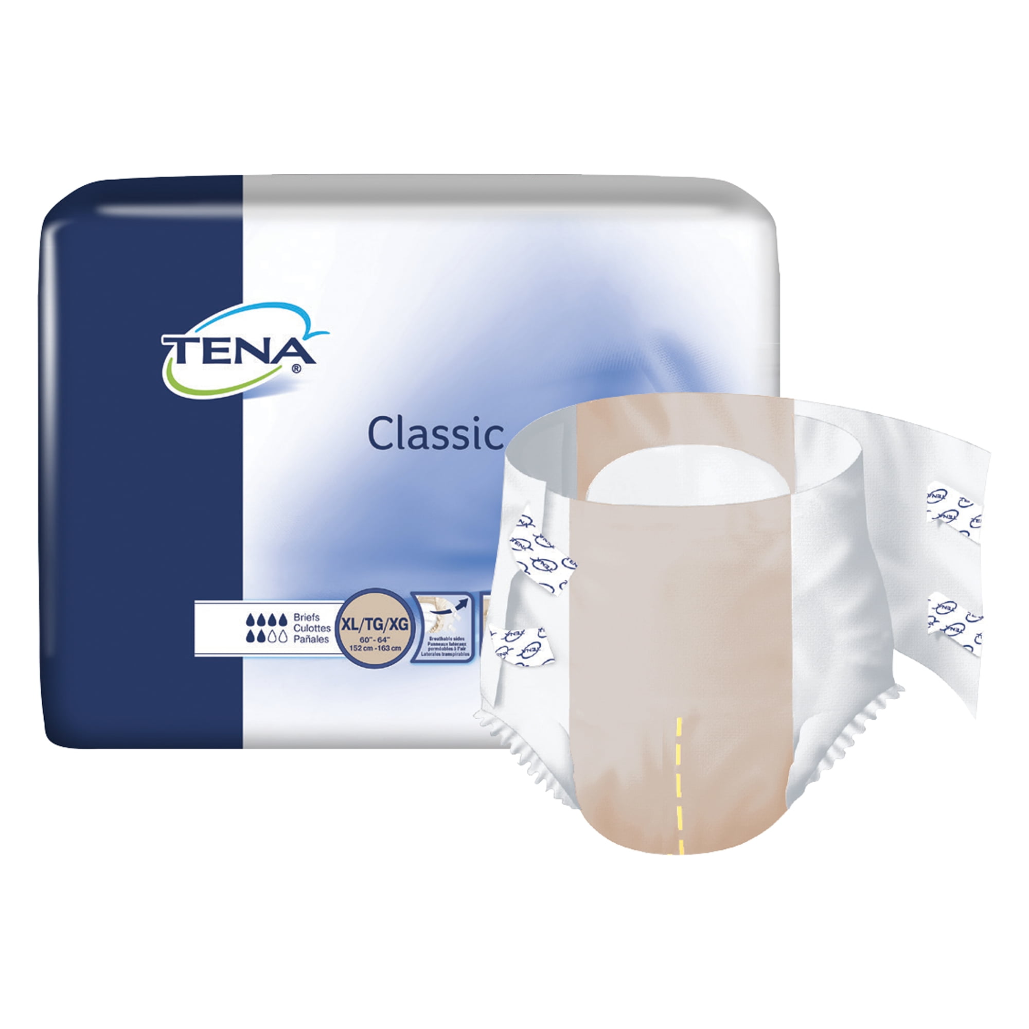 TENA Classic Adult Incontinence Brief XL Moderate Absorbency 67750, 100 ...