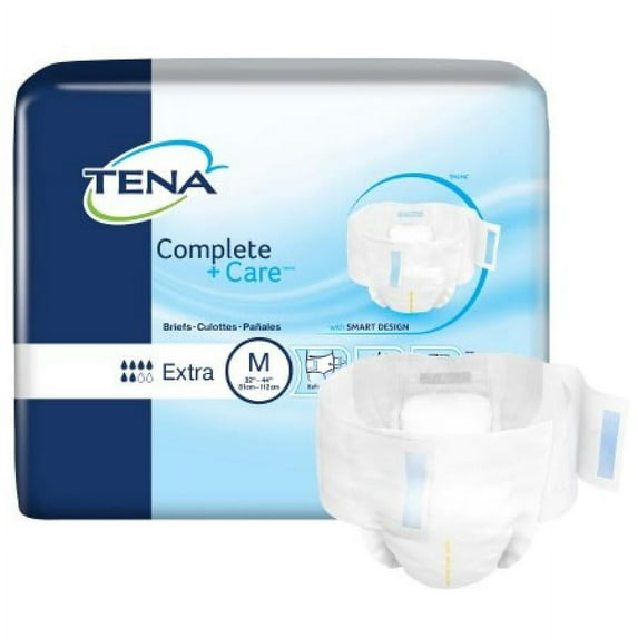TENA Disposable Adult Incontinence Briefs + Care, Medium Size, Protective Underwear, Moderate ...