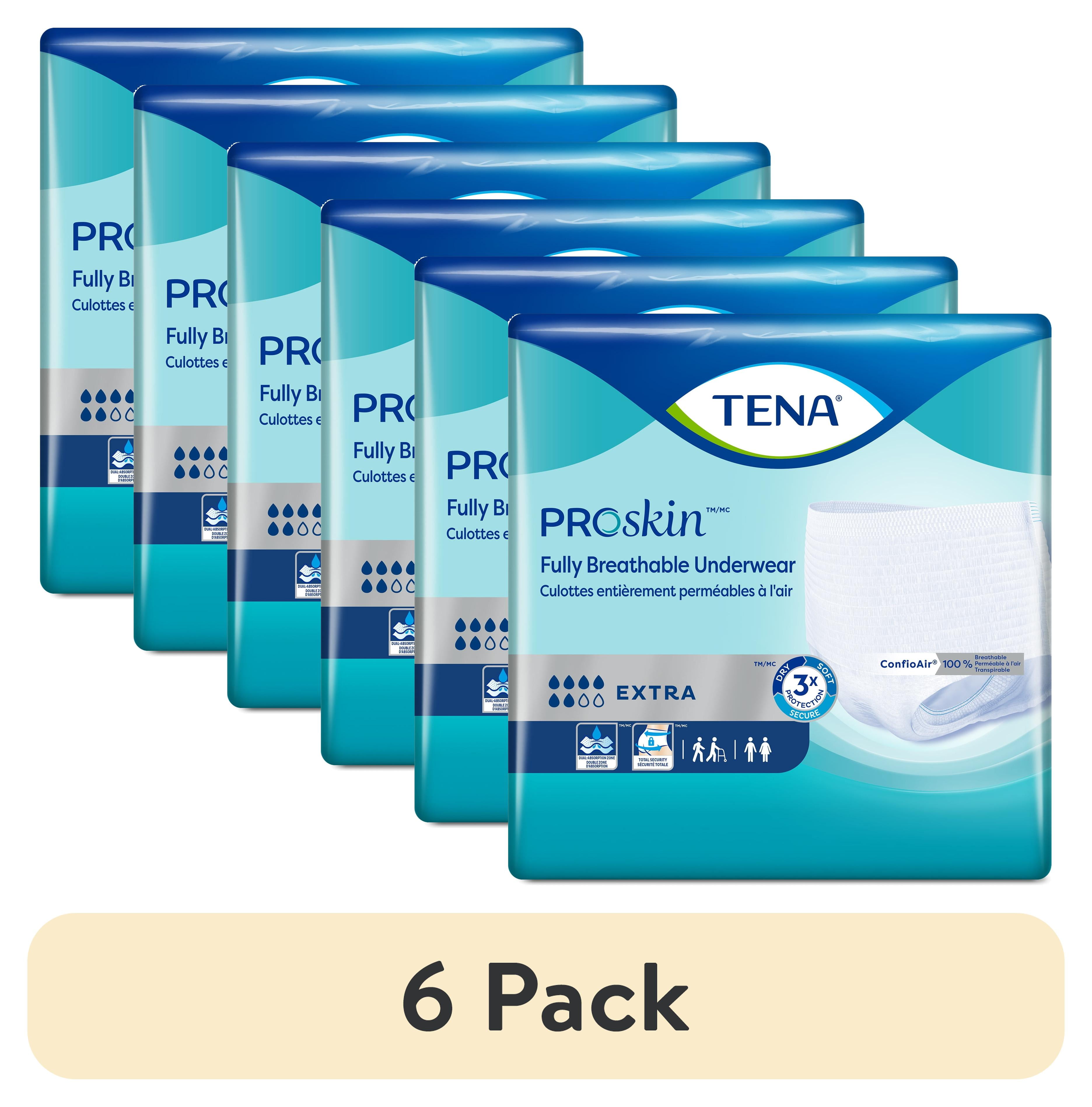 (6 pack) TENA Extra Heavy Absorbency Adult Stretch Underwear, Large, 16 ...