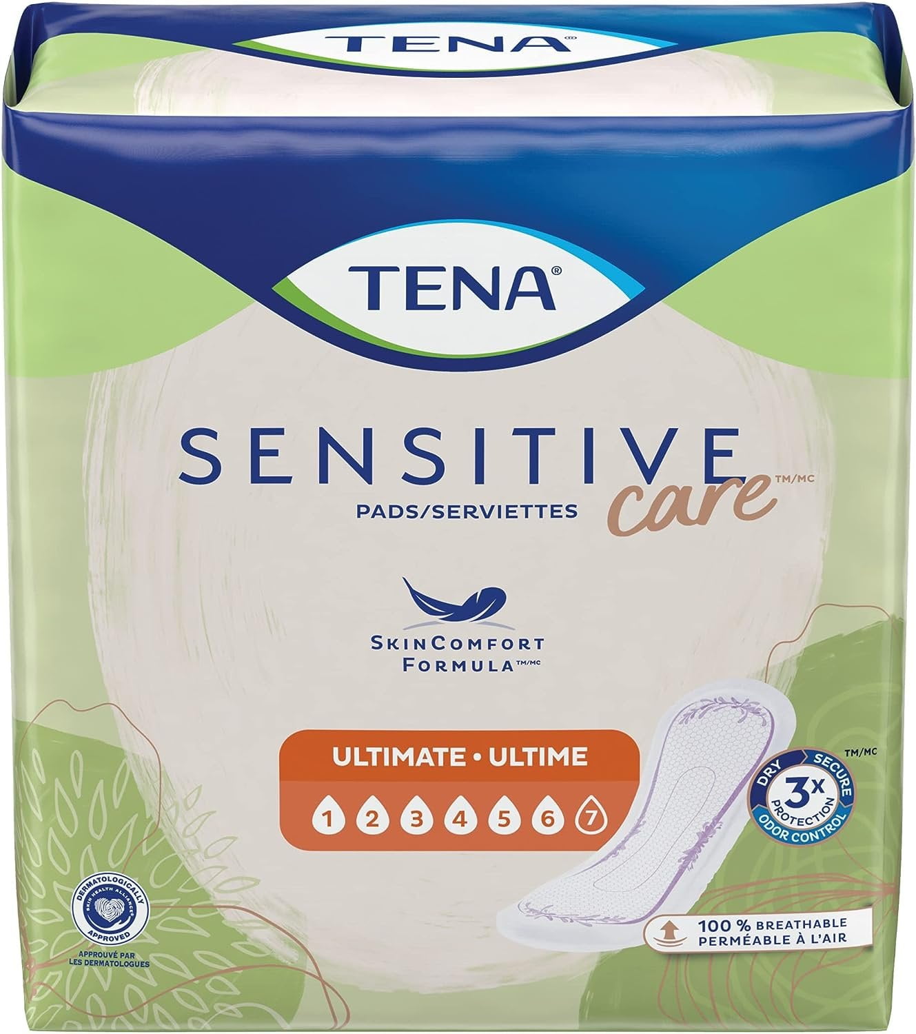 TENA Incontinence Pads, Ultimate Absorbency, Long, Sensitive Care, 33 ...