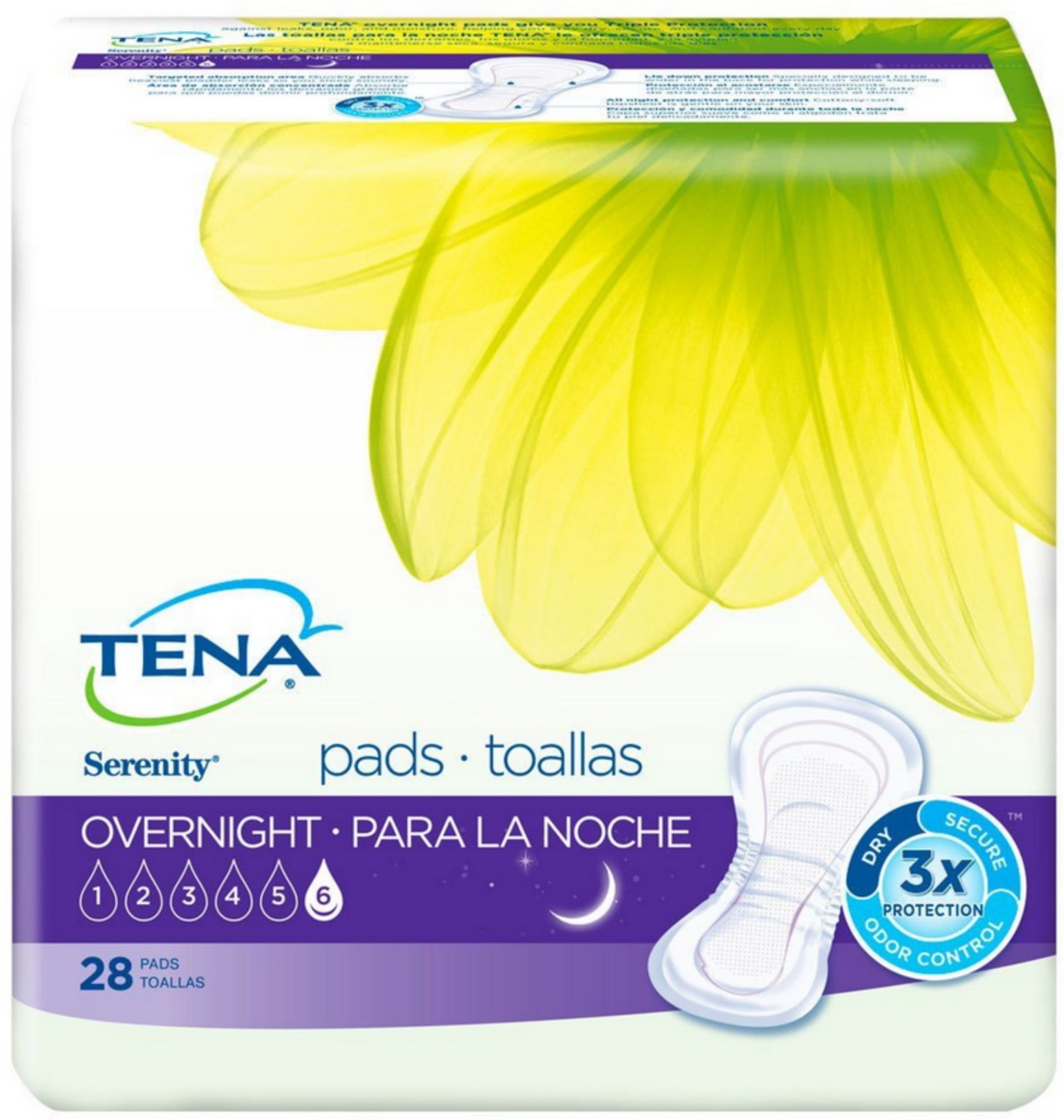TENA Women's Overnight Incontinence Pads, Super Night, 28 ea (Pack of 3 ...