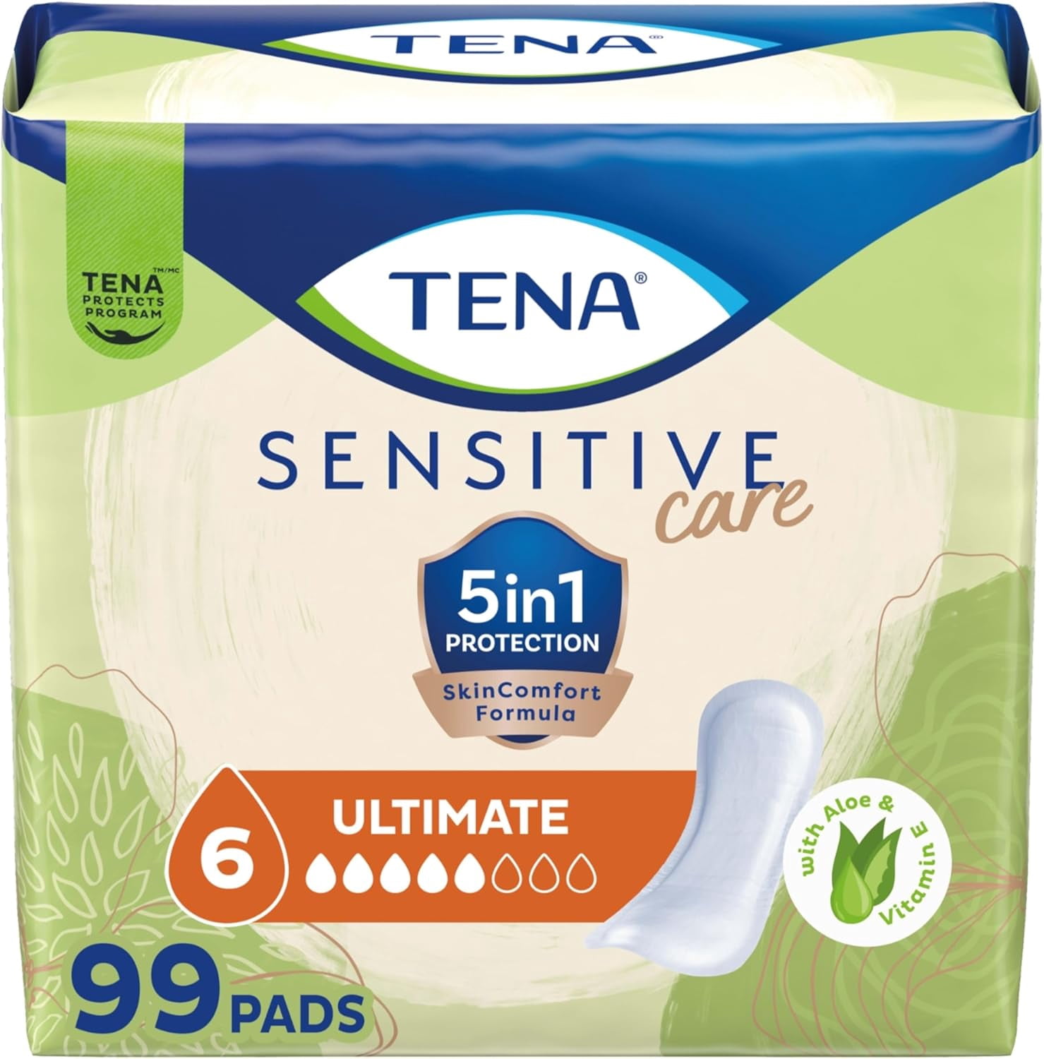 Tena Intimates Ultimate Absorbency Pads, Regular Length, 99 Count ...