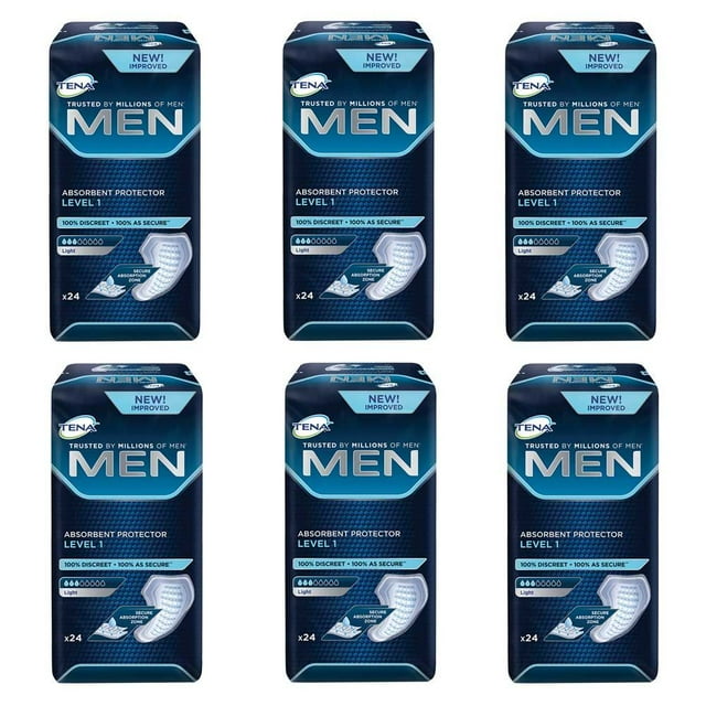 TENA MEN Level 1 - Absorbent Protector - 1 box - 144 Count (6x24 ...