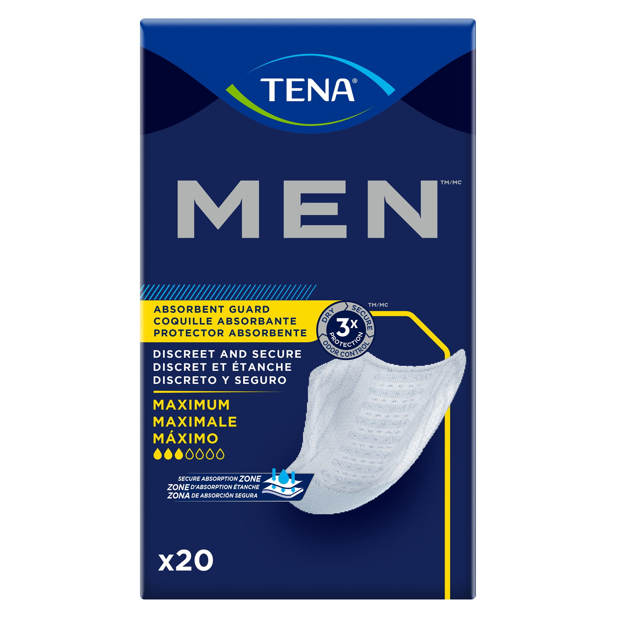 TENA Men Maximum Incontinence Guards, Urinary Pads - Disposable Bladder ...